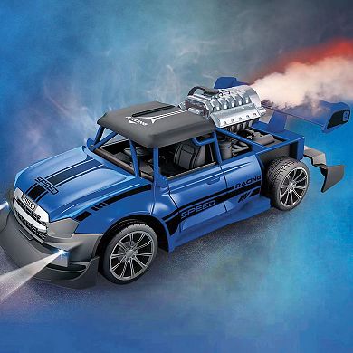 Collections Etc Remote Control Smoking Blue Racer Car