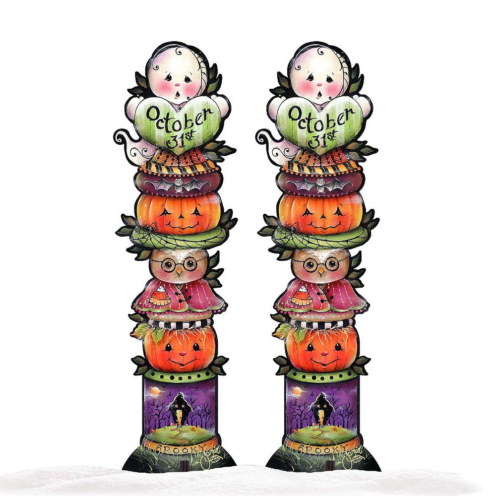 35-Inch Boo Walkway Greeters Halloween Outdoor Handcrafted Wooden Decor ...