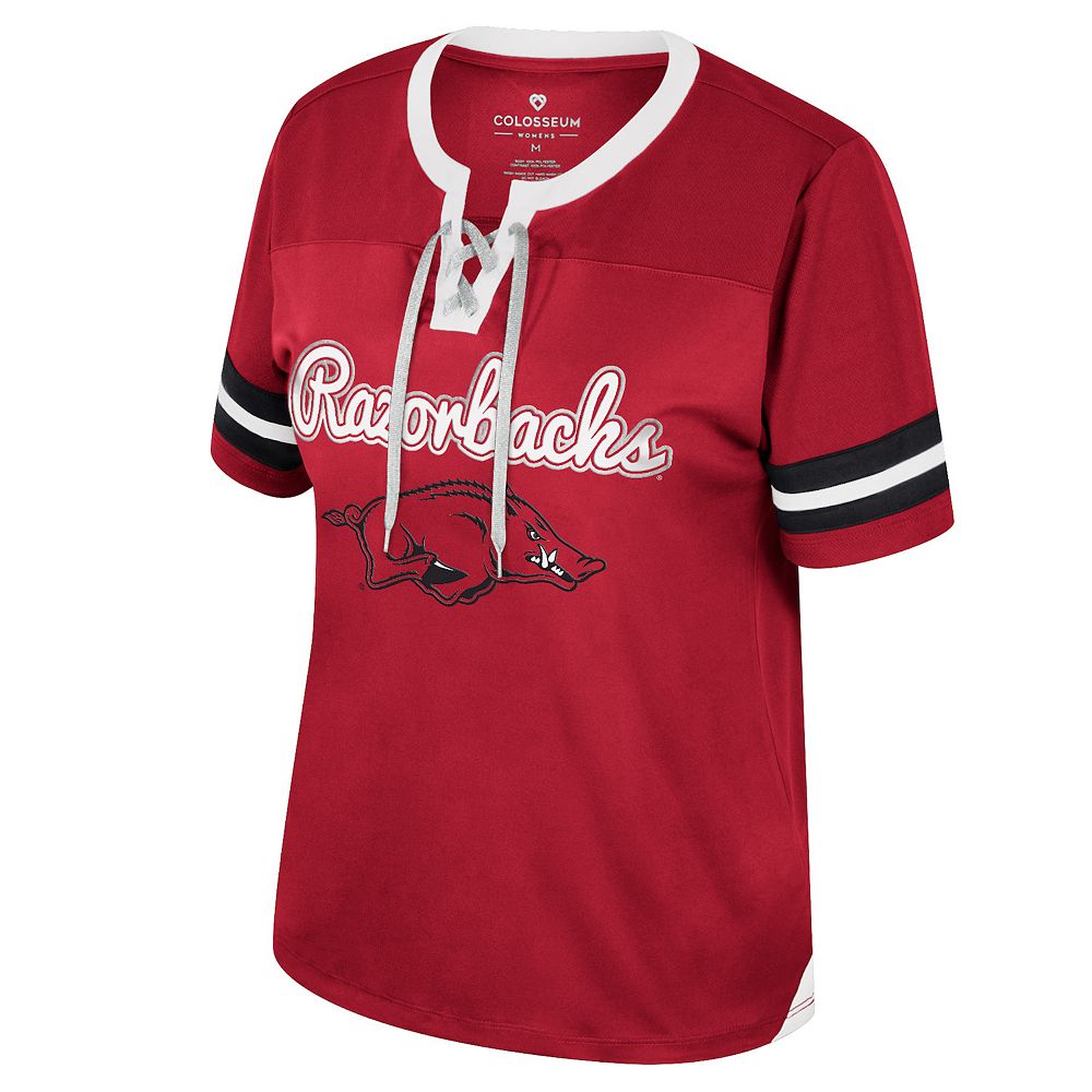 Women's Arkansas Razorbacks Lace-Up Short Sleeve Tee