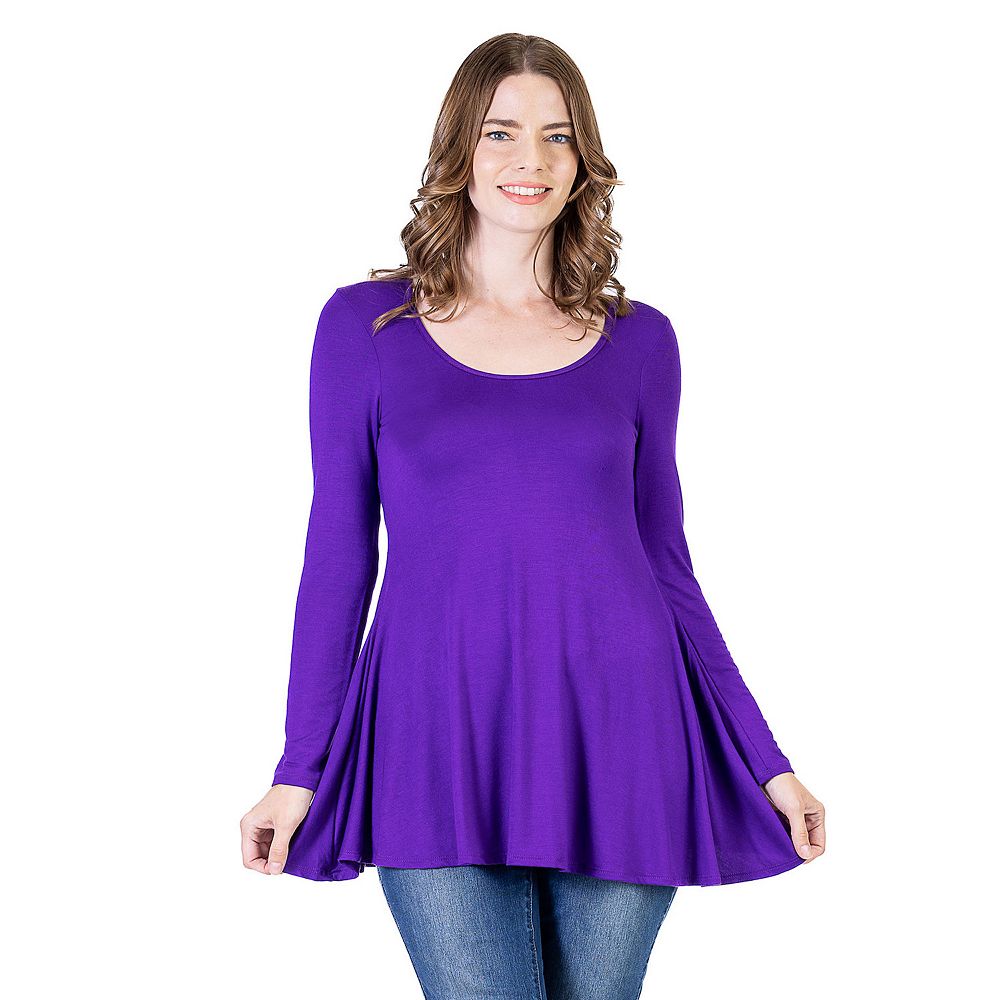 Women's 24Seven Comfort Apparel Swing Style Flared Tunic Top