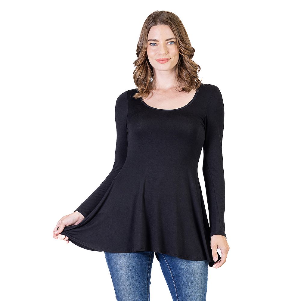 Women's 24Seven Comfort Apparel Swing Style Flared Tunic Top
