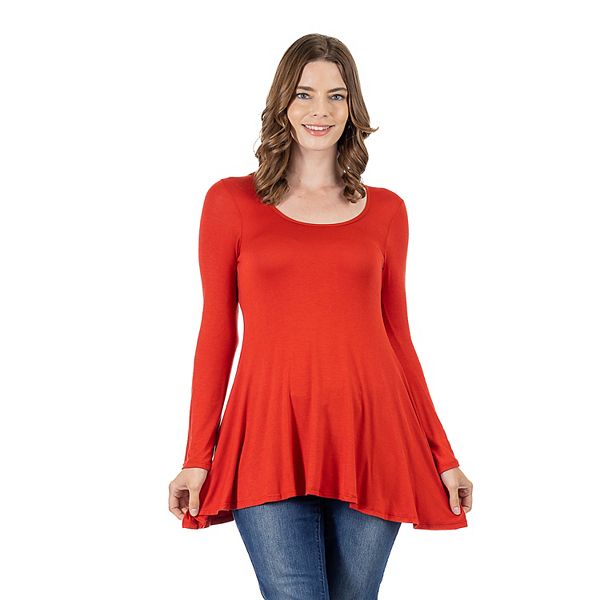 Women's 24Seven Comfort Apparel Swing Style Flared Tunic Top