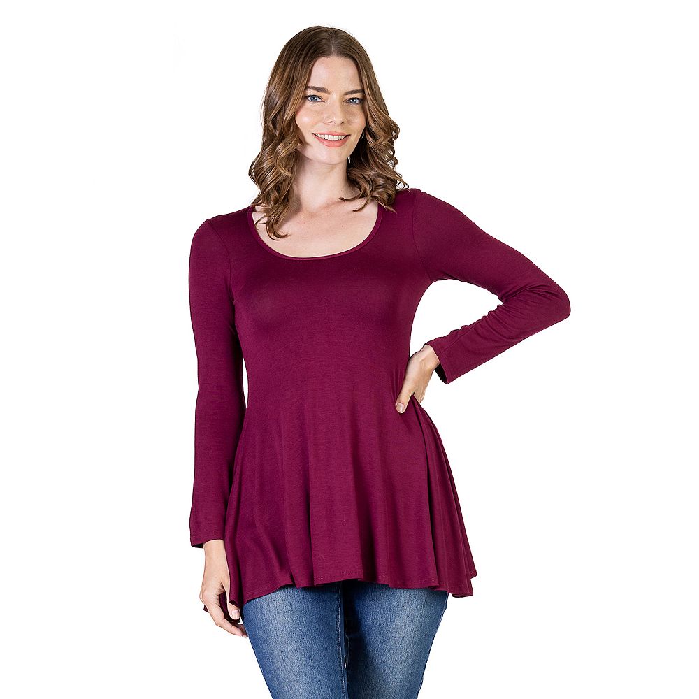 Women's 24Seven Comfort Apparel Swing Style Flared Tunic Top
