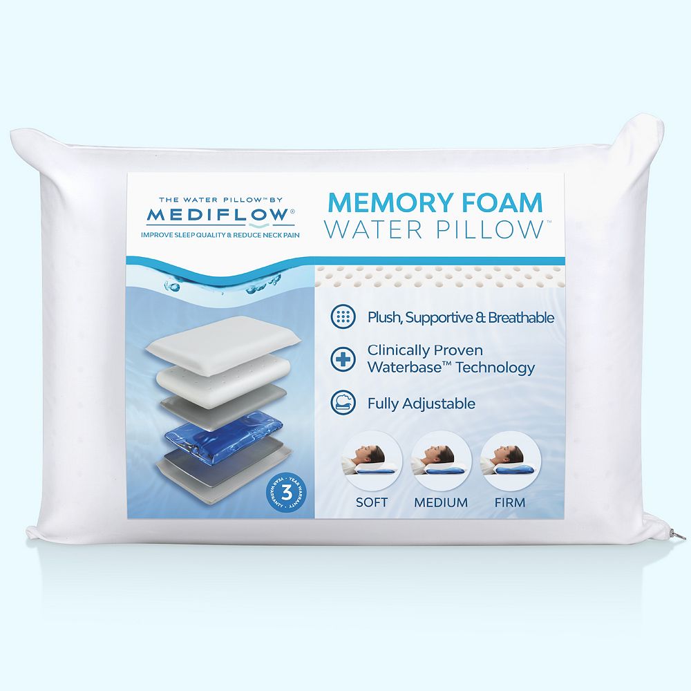 Mediflow Memory Foam Water Pillow, Adjustable Pillow For Sleeping ...