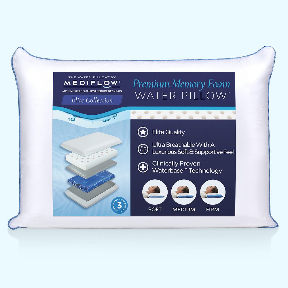 Mediflow Elite Memory Foam Water Pillow, Adjustable Pillow For Sleeping ...
