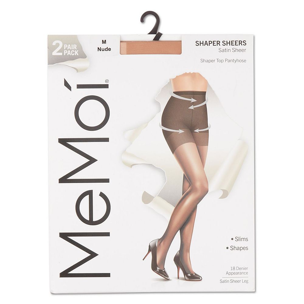 Women's 2 Pair Pack Satin Sheer Shaper Top Pantyhose