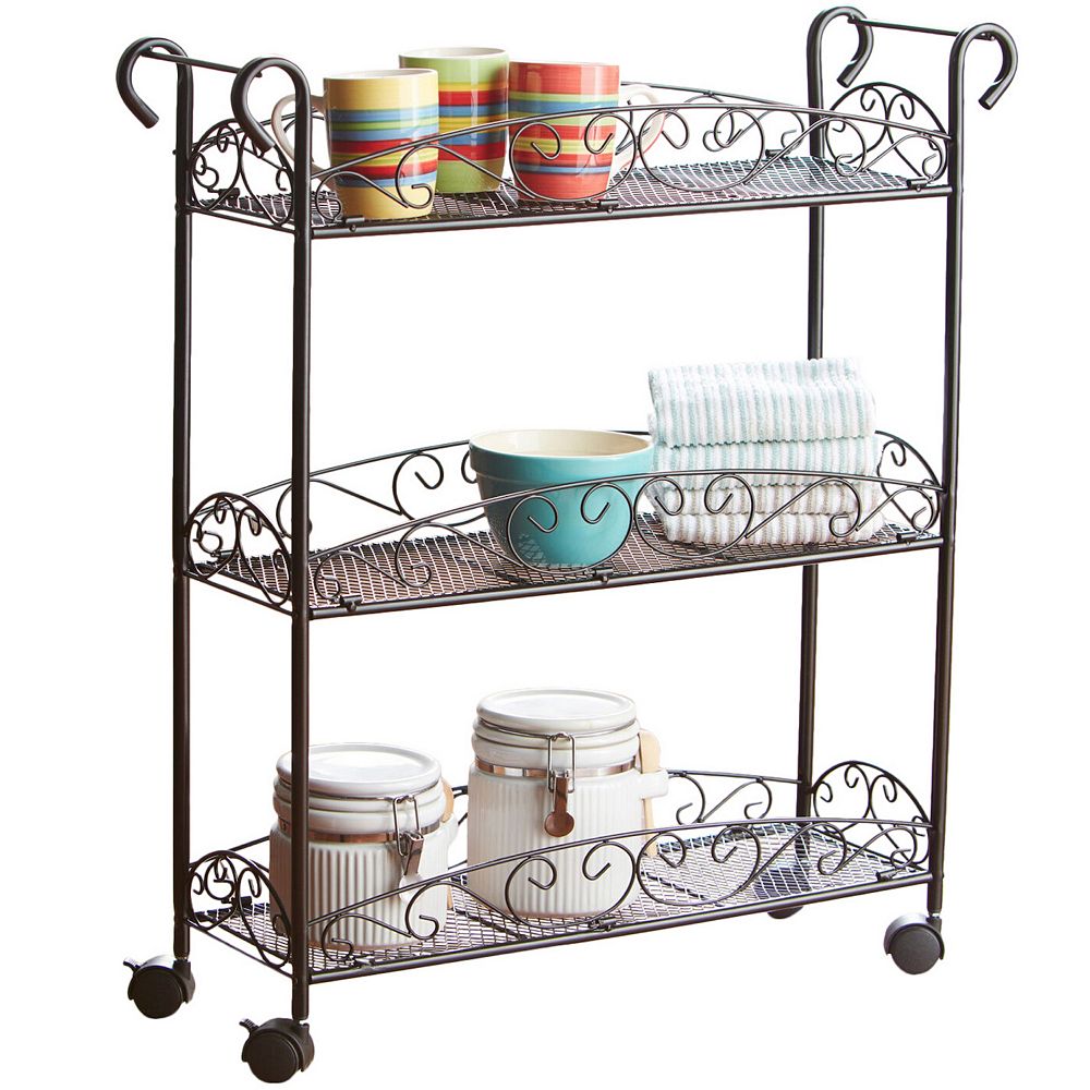 Brylanehome 3-tier Scroll Rolling Cart
