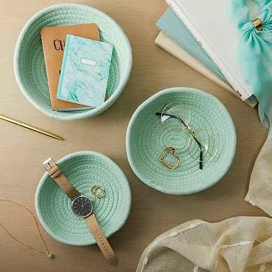 3-Pack Small Round Cotton Rope Woven Storage Baskets for Organizing