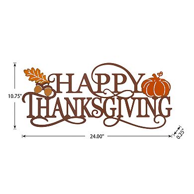 Glitzhome Happy Thanksgiving Metal Sign, Thankful Wall Decor Yard Sign ...