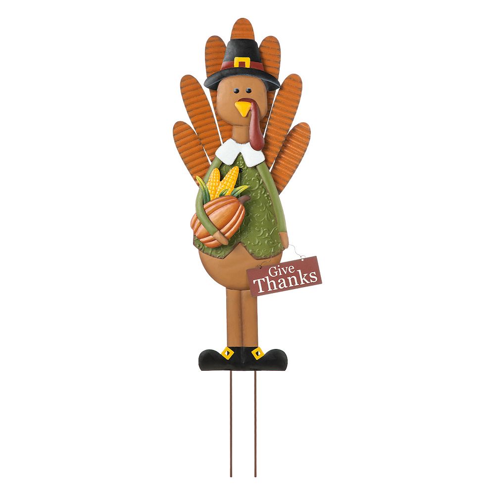 Glitzhome 36"H Metal Pilgrim Decorative Yard Signs, Thanksgiving Wall ...
