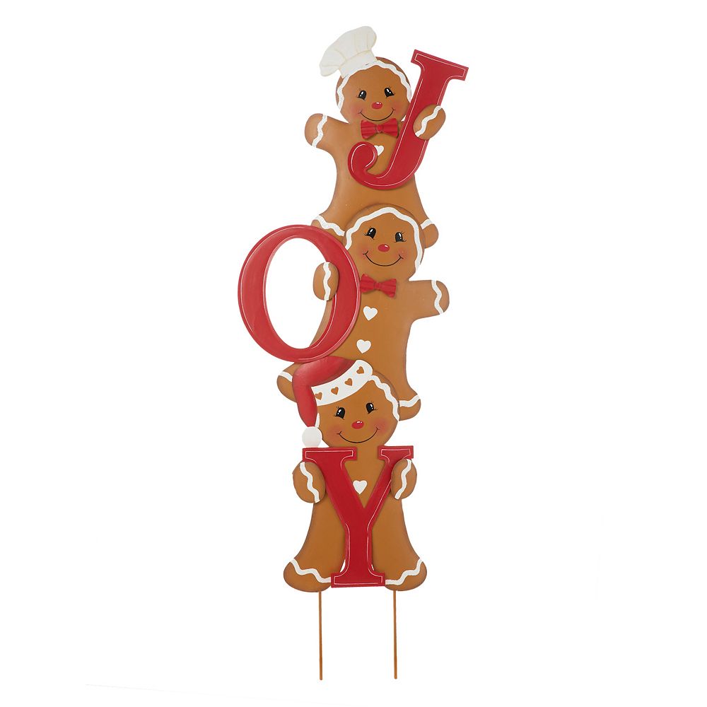 Glitzhome 46.75"h Metal Joy Gingerbread Man Yard Stake