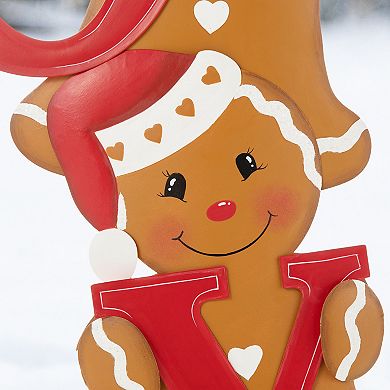 Glitzhome 46.75"h Metal Joy Gingerbread Man Yard Stake
