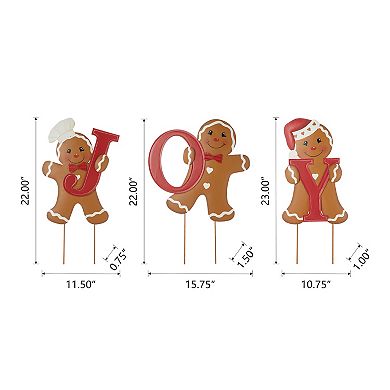 Glitzhome 46.75"h Metal Joy Gingerbread Man Yard Stake