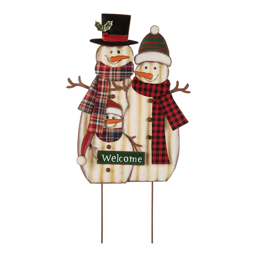 Glitzhome 30" H Metal Snowman Family Yard Stake, Christmas Outdoor ...