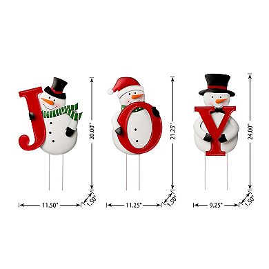 Glitzhome 48.25" H Metal Christmas Joy Snowman Yard Stake, Snowmen ...