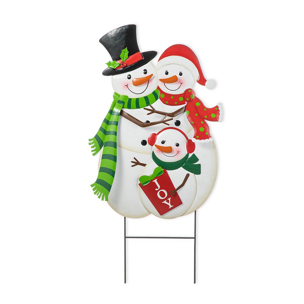 Glitzhome 30"h Christmas Metal Snowman Family Yard Stake