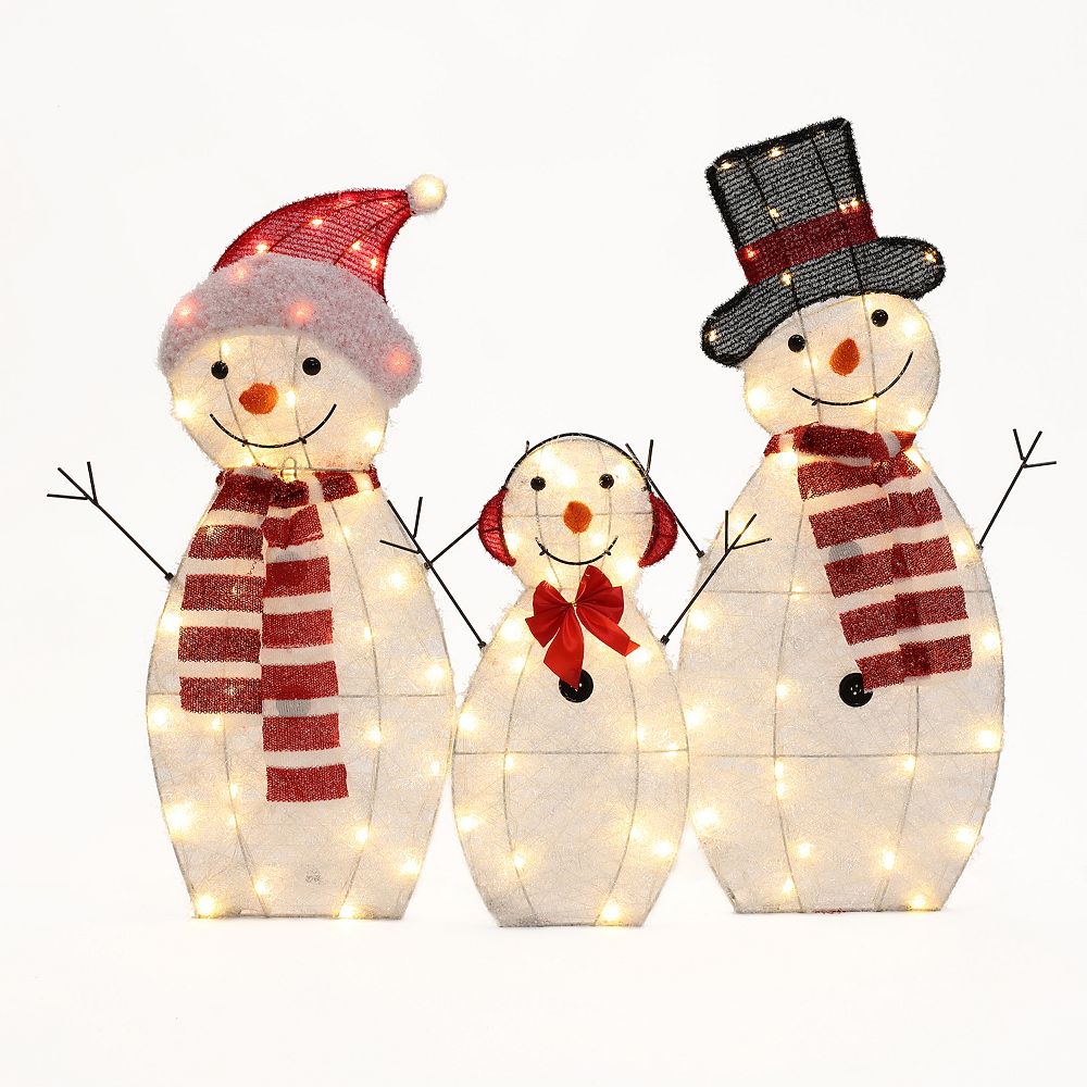 LuxenHome Snowman Family Trio Indoor And Outdoor Holiday Decoration ...