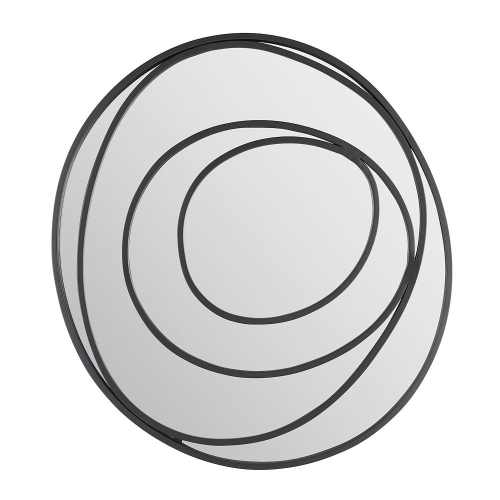 Sonya 25.5-inch Contemporary Continuous Circles Wall Mirror With Black ...