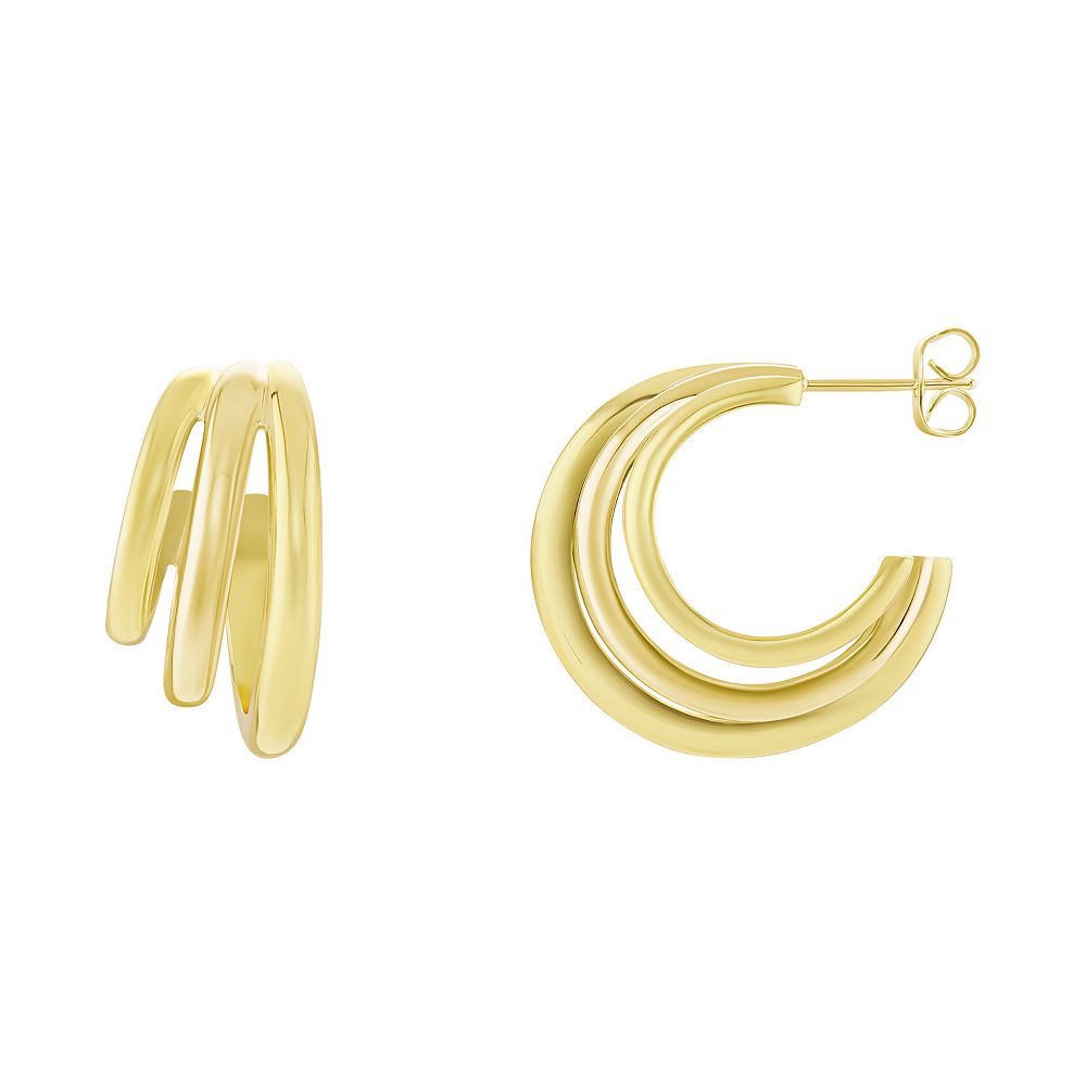 PRIMROSE Polished Triple Layer C-Hoop Earrings