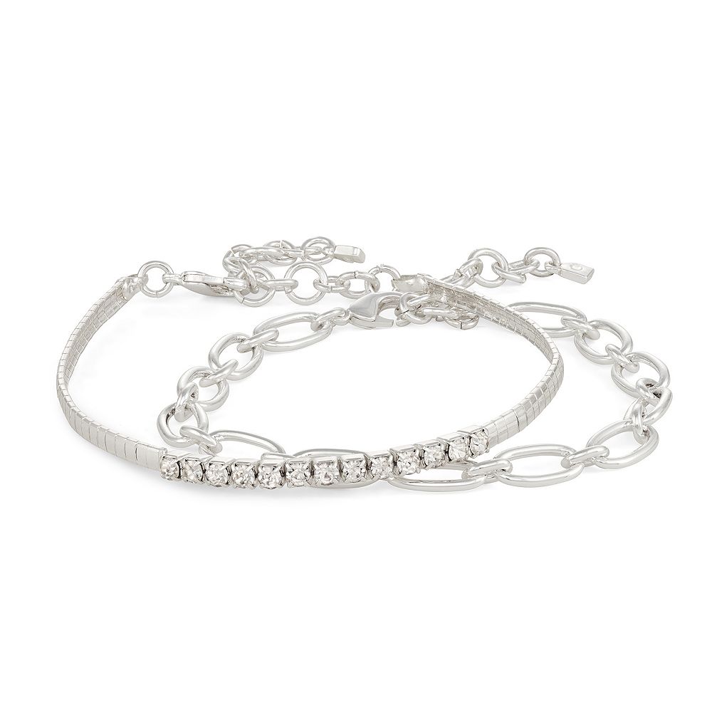 Nine West Silver Tone 2-Piece Bracelet Set