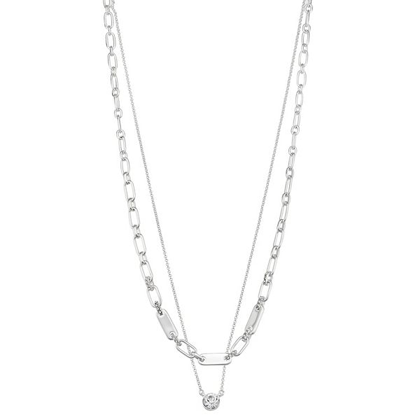 Nine West Silver Tone Multi-Row Pendant Necklace