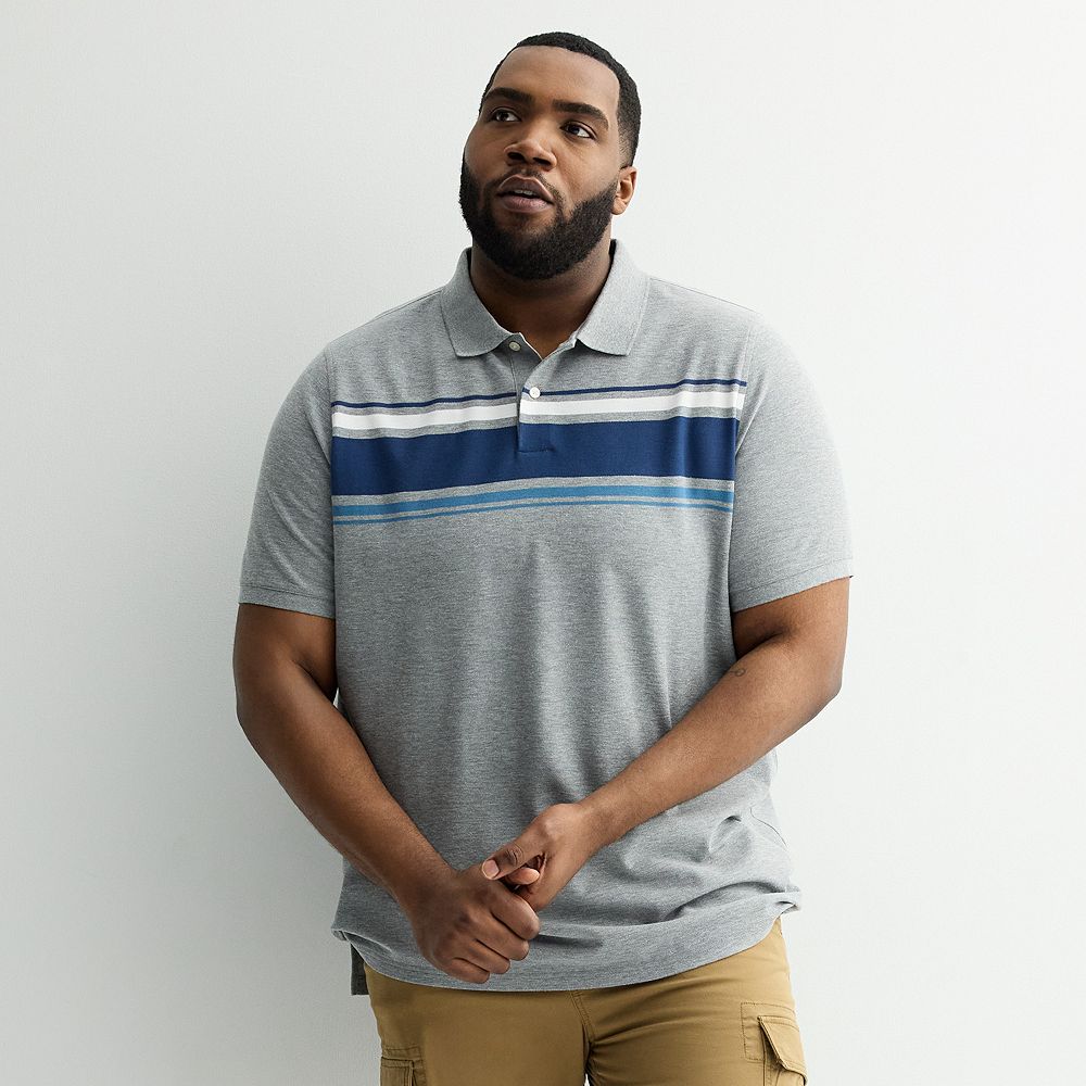 Big & Tall Sonoma Goods For Life® Short Sleeve Chest Stripe Pique Polo