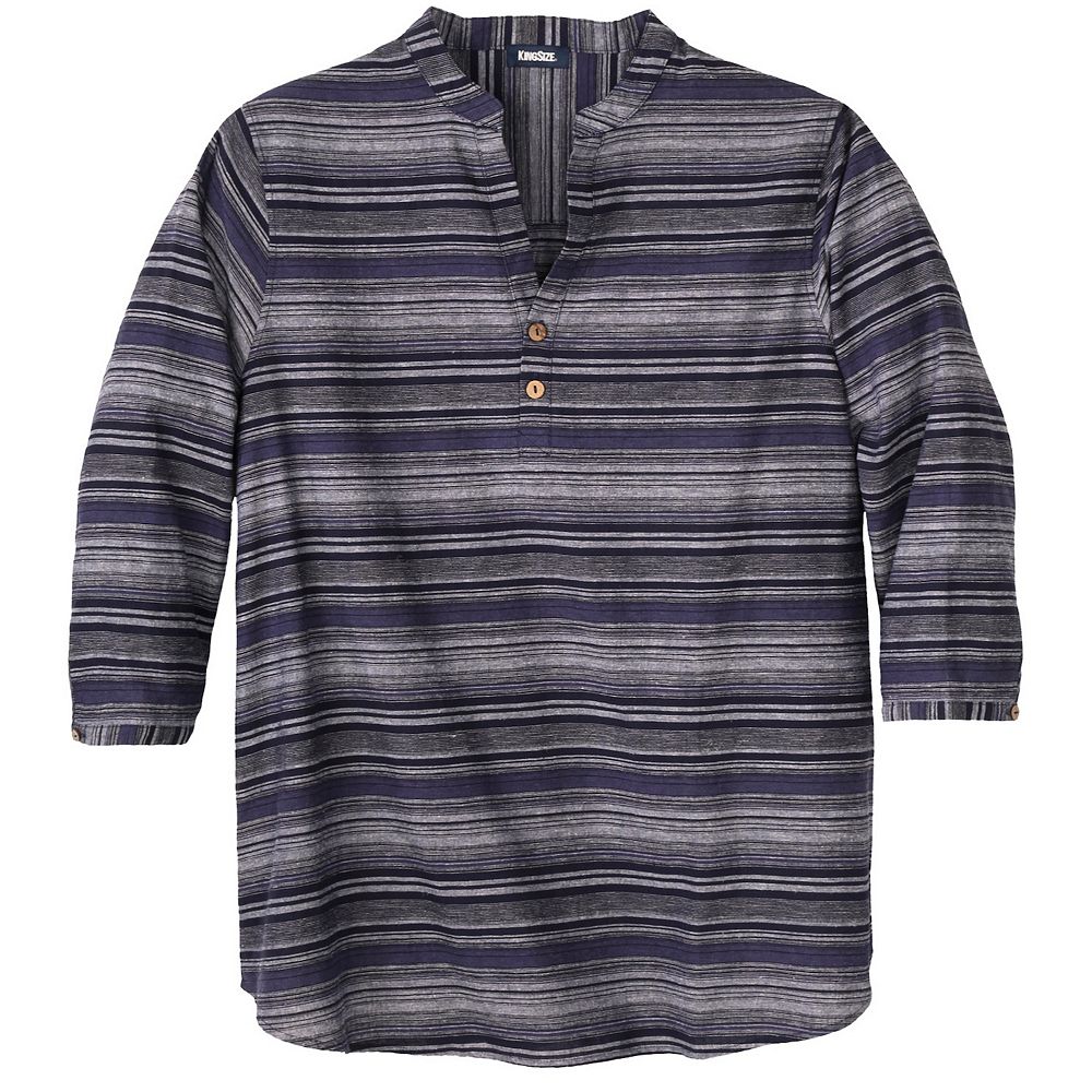 Kingsize Men's Big & Tall Hemp Mandarin Collar Shirt