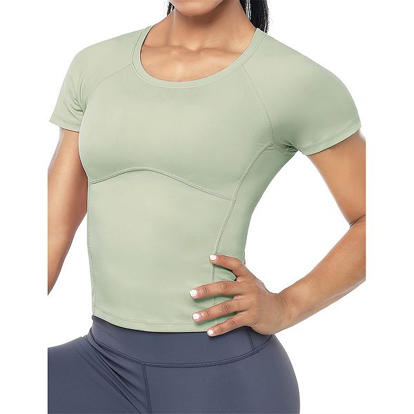Workout Crop Tops For Women Short Sleeve Workout Shirts For Running Gym ...