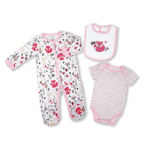 Baby Girls 3 Piece Fox Layette