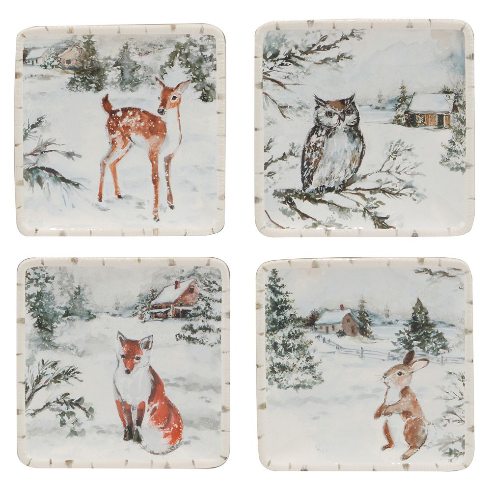 Certified International Winters Frost 4 Canape plates Set