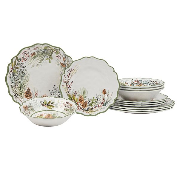 Certified International Winters Forest 12-Pc. Melamine Dinnerware set