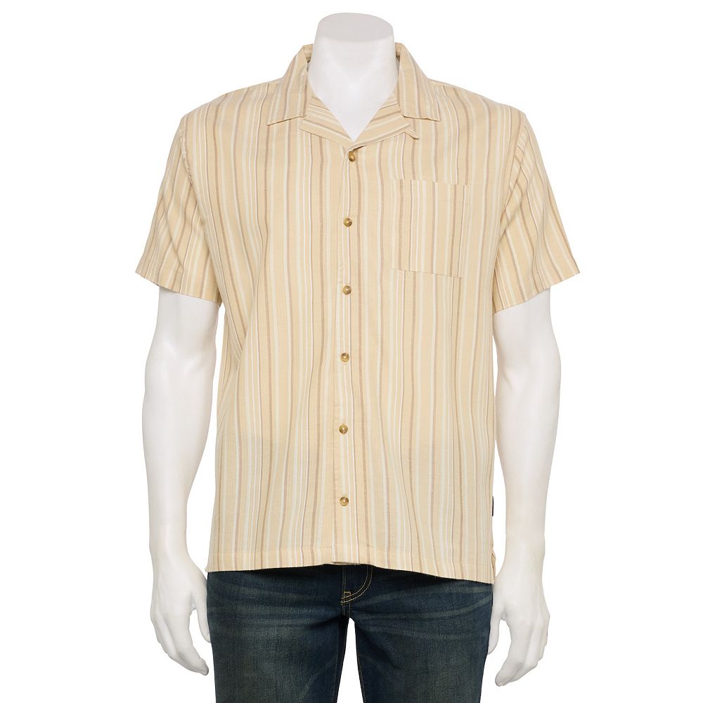 Men's Reverse Threads Textured Short Sleeve Striped Button-Down Shirt