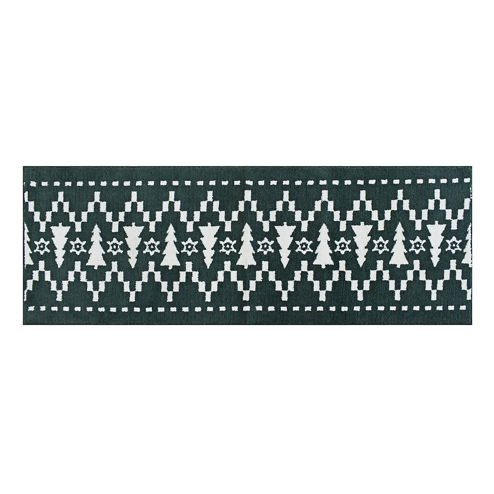 St. Nicholas Square® Geo Evergreen Tree Print Supersoft Runner Rug