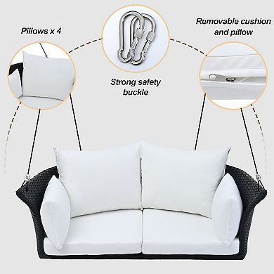 Merax Rattan Woven Porch Swing Chair