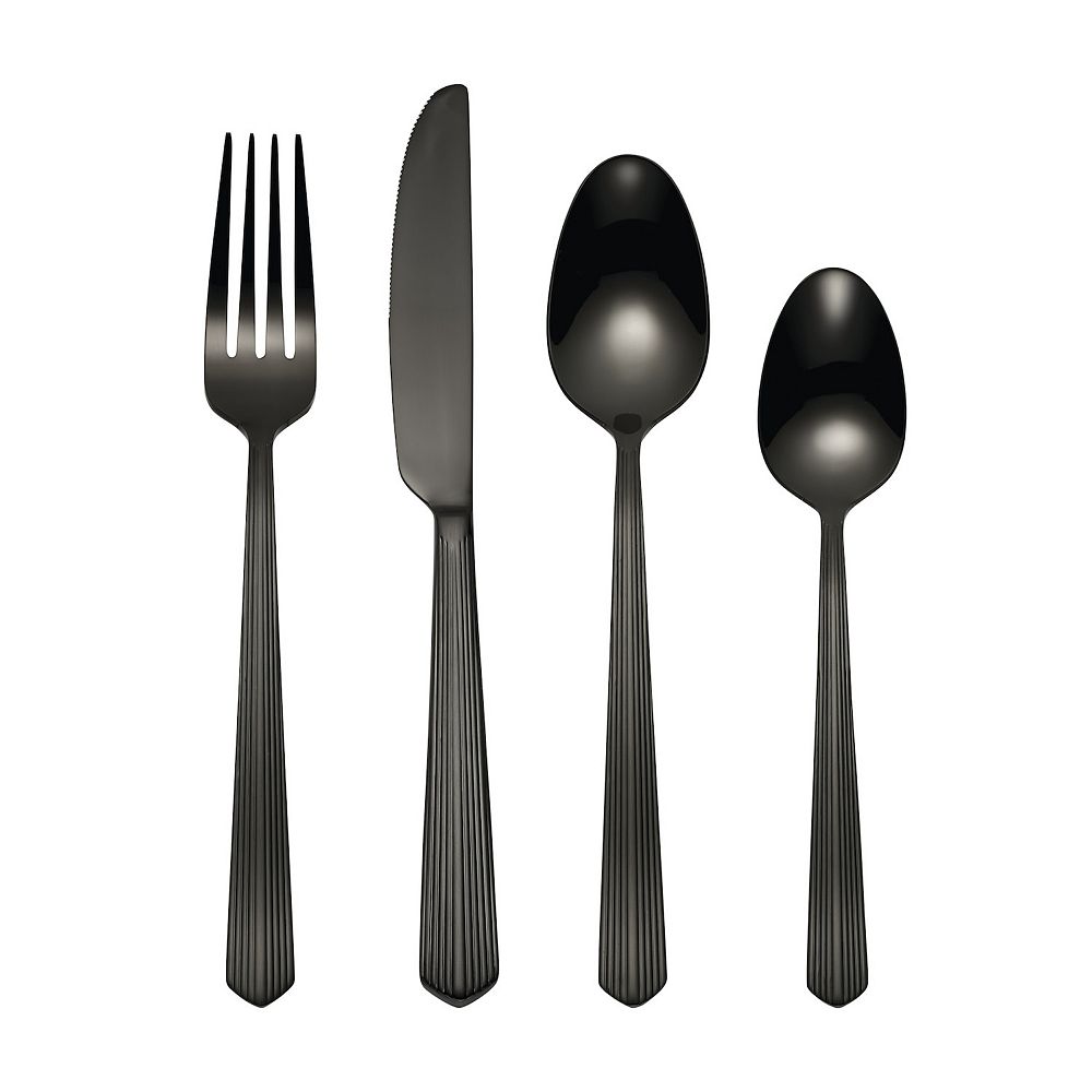Mingle & Co. Astor Black Satin 16-pc. Flatware Set