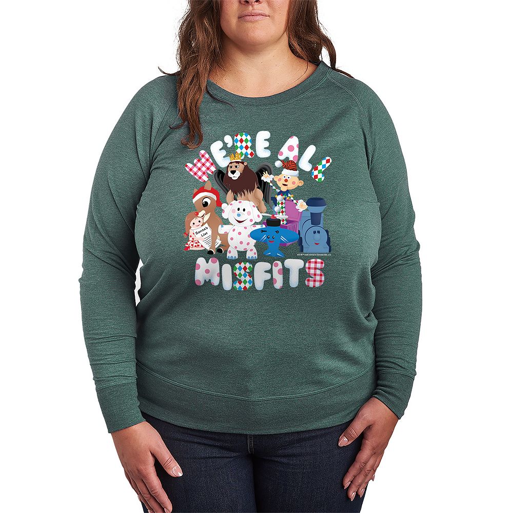 Plus Size Rudolph We're All Misfits French Terry Long Sleeve Tee