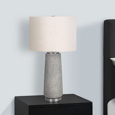 Monarch Modern 29" Table Lamp, Grey Resin Base, Ivory Shade