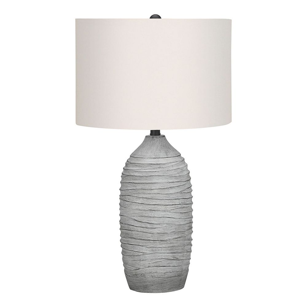 Monarch Modern 27" Table Lamp, Grey Resin Base, Ivory Shade