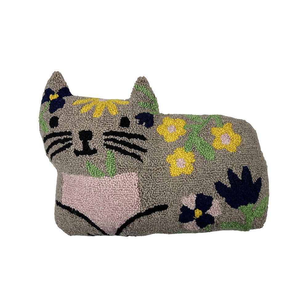 Sonoma Goods For Life® Cat with Flowers Hooked Throw Pillow