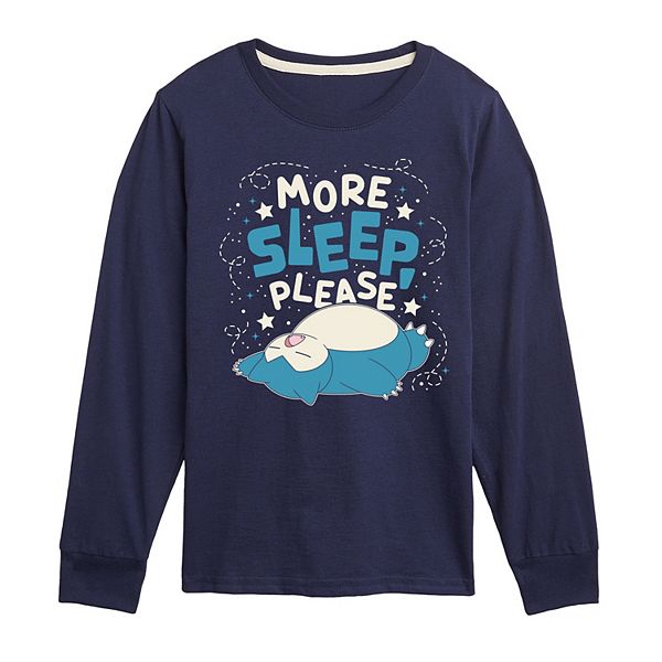 Boys 8-20 Pokemon Snorlax More Sleep Please Long Sleeve Graphic Tee