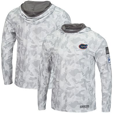 Men's Colosseum Arctic Camo Florida Gators OHT Military Appreciation Long Sleeve Hoodie Top