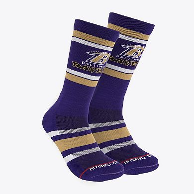 Men's Mitchell & Ness Purple Baltimore Ravens Throwback Team Stripes ...