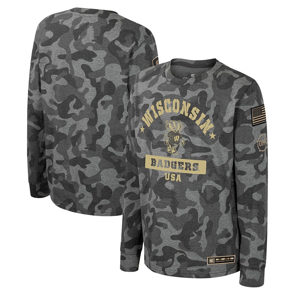 Youth Colosseum Camo Wisconsin Badgers OHT Military Appreciation Dark ...