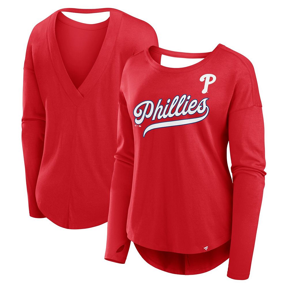 Women's Fanatics Red Philadelphia Phillies Core Boat Neck Long Sleeve T ...