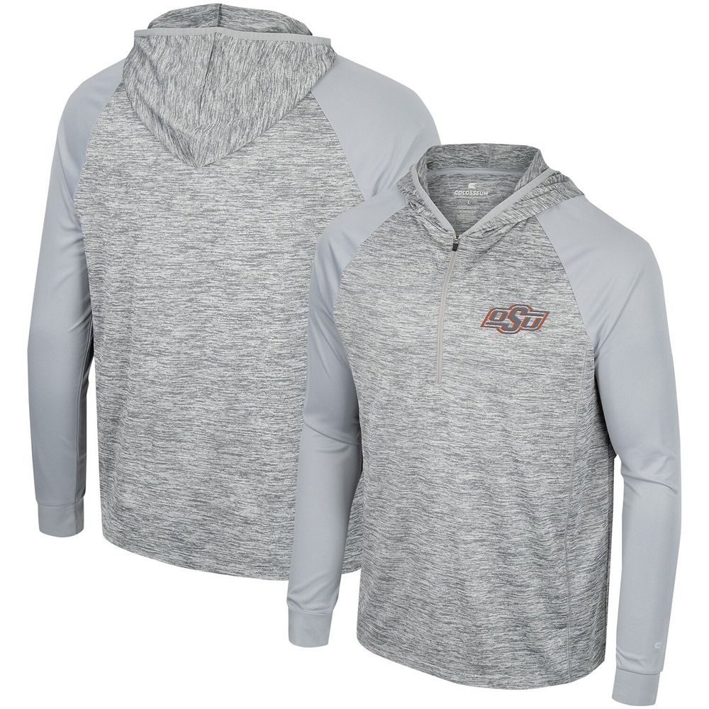 Men's Colosseum Gray Oklahoma State Cowboys Cybernetic Raglan Quarter ...