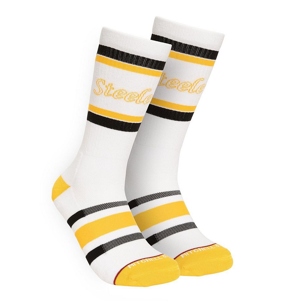 Men's Mitchell & Ness White Pittsburgh Steelers Throwback Team Stripes ...