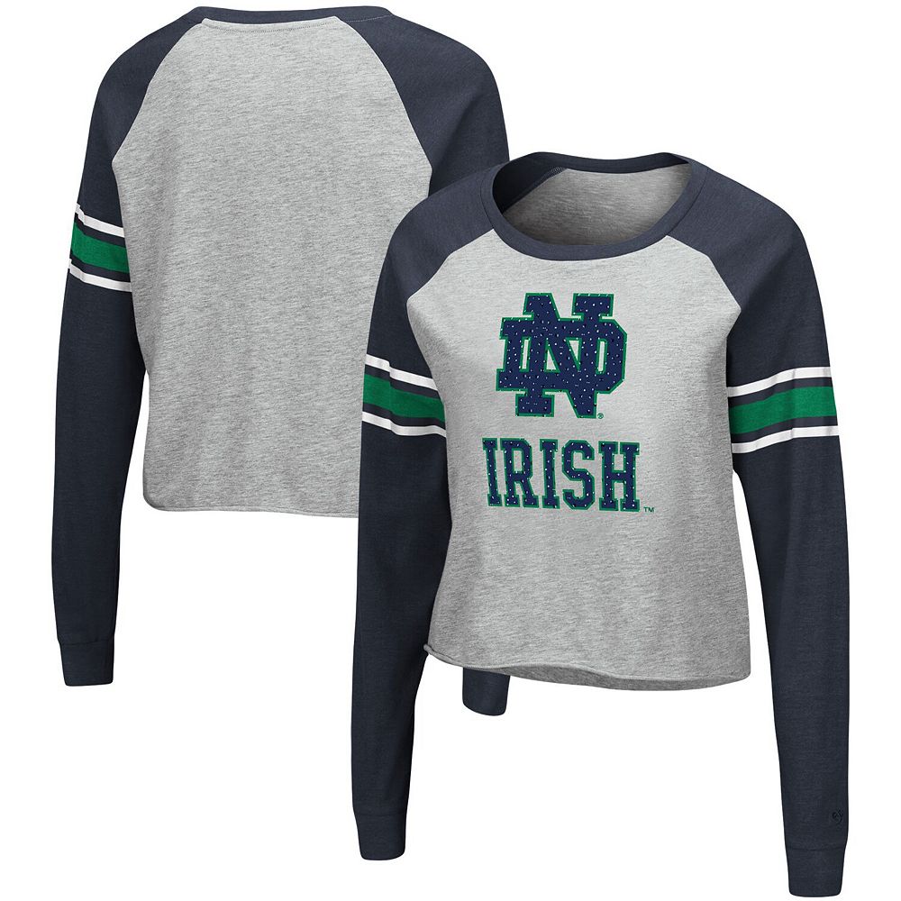 Women's Colosseum Heathered Gray/Navy Notre Dame Fighting Irish Decoder ...