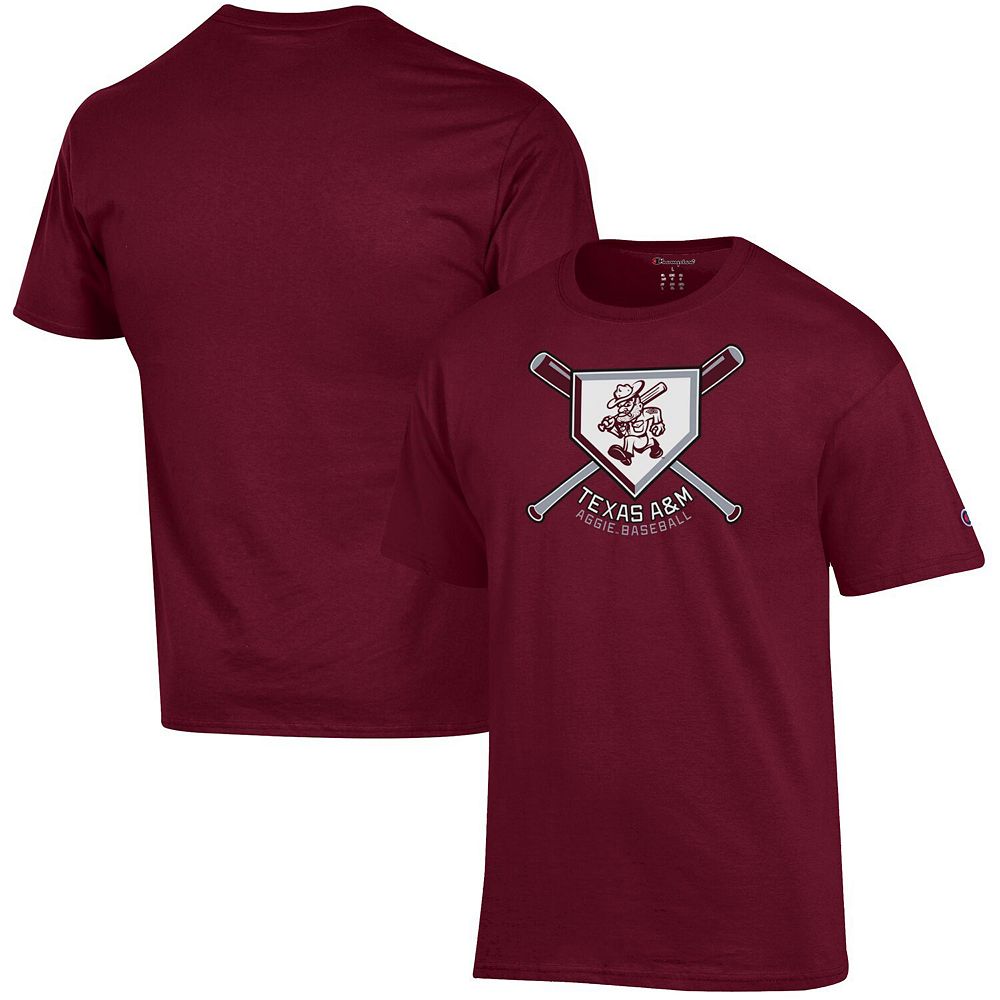 Men's Champion Maroon Texas A&M Aggies Ol' Sarge Baseball Homeplate T-Shirt