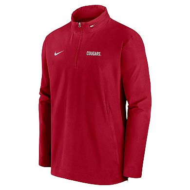 Men's Nike Crimson Washington State Cougars 2024 Sideline Coach Quarter-Zip Hoodie Jacket