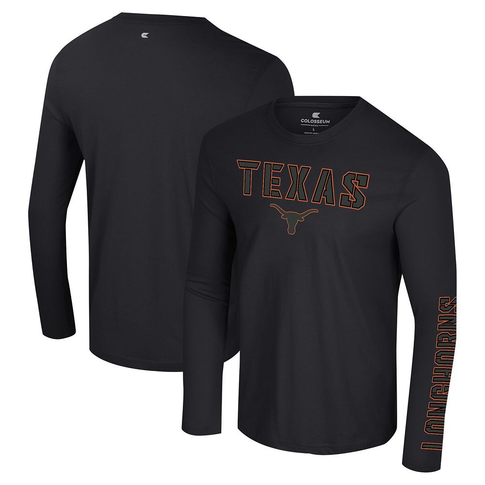 Men's Colosseum Black Texas Longhorns Color Pop Active Blend 2-Hit Long ...